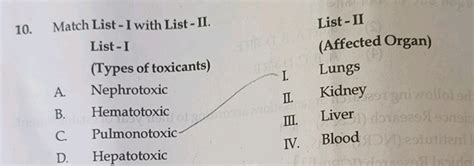 Match List I With List II List II List I StudyX