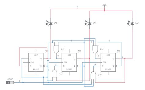 3 bit down binary synchronous counter using sr flip flop multisim live