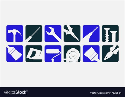 handyman toolkit icons silhouette for social vector image