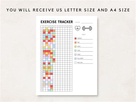 Exercise Tracker Printable Fitness Tracker Workout Tracker Exercise Log Exercise Planner