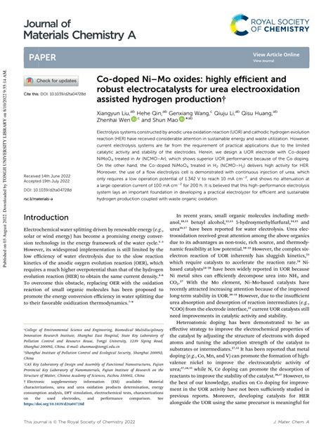 Pdf Co Doped Ni Mo Oxides Highly Efficient And Robust