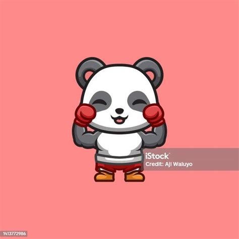 팬더 복서 귀여운 크리에이티브 카와이 만화 마스코트 로고 Championship에 대한 스톡 벡터 아트 및 기타 이미지 Championship 경기 스포츠 경쟁