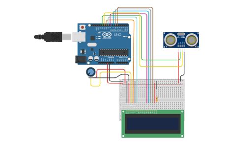 Circuit Design Ultrasonic Distance Measurement On Screen Tinkercad