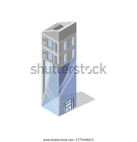 Multistorey Glass Building Isometry Architecture Megalopolis เวกเตอร์