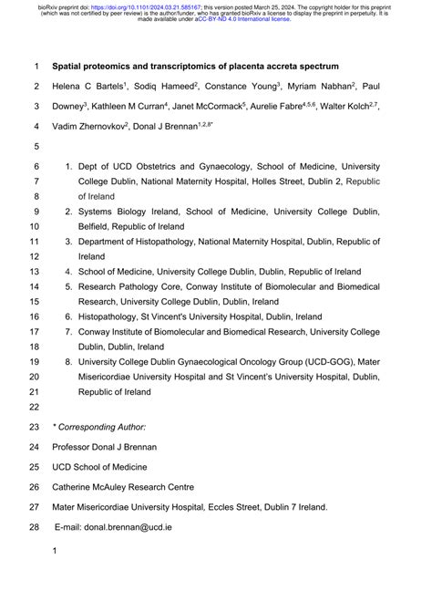 Pdf Spatial Proteomics And Transcriptomics Of Placenta Accreta Spectrum