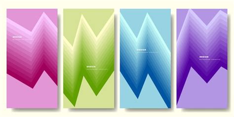 Premium Vector Geometric Zig Zag Colorful Poster Design Set Gradient Colour With Polygonal