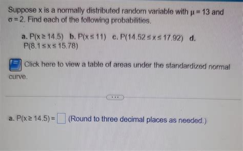 Solved Suppose X Is A Normally Distributed Random Variable