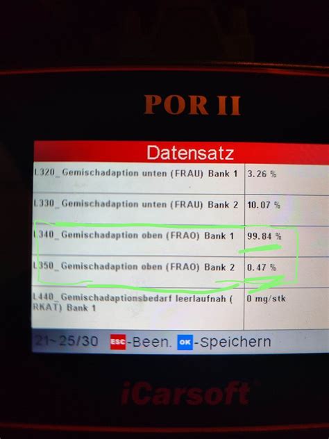 Lambda Sensor Mixture Adaptation Values Porsche Panamera 970 Pff