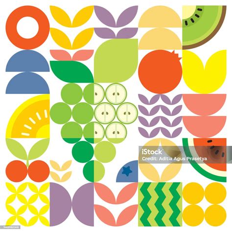 기하학적 여름 신선한 과일 컷 작품 포스터 화려한 간단한 모양 스칸디나비아 스타일의 플랫 추상 벡터 패턴 디자인 흰색 배경에 청포도의 미니멀한 그림 과일에 대한 스톡 벡터