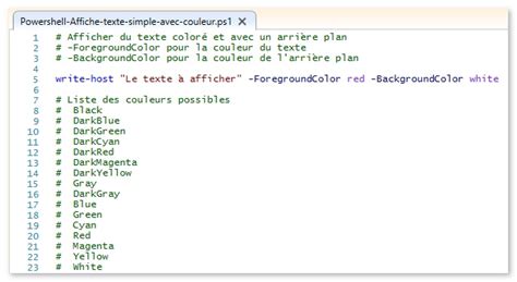 ≡ powershell write host afficher un texte simple en couleur
