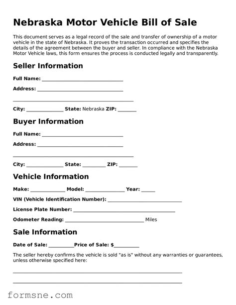 Download Nebraska Motor Vehicle Bill Of Sale Template ⇒ All Nebraska Forms
