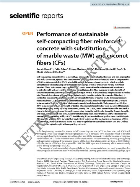 Performance Of Sustainable Self Compacting Fiber Pdf