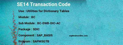 SE SAP Tcode For Utilities For Dictionary Tables