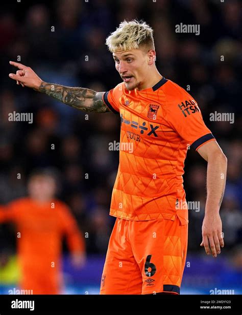 Ipswich Towns Luke Woolfenden During The Sky Bet Championship Match At The King Power Stadium