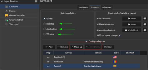 different keyboard layout in different apps kde plasma manjaro
