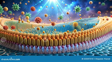 Lipid Bi Layer Cell Membrane Landscape AI Generated Content Stock Illustration Illustration Of