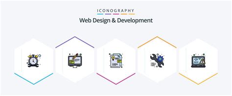 Web Design And Development 25 Filledline Icon Pack Including Html