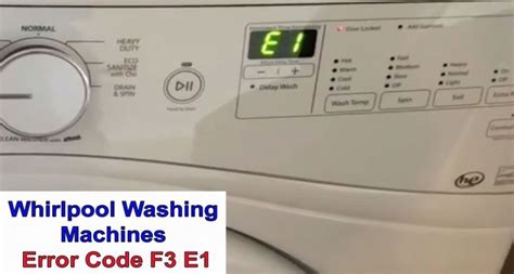 Whirlpool Washer Error Code F E