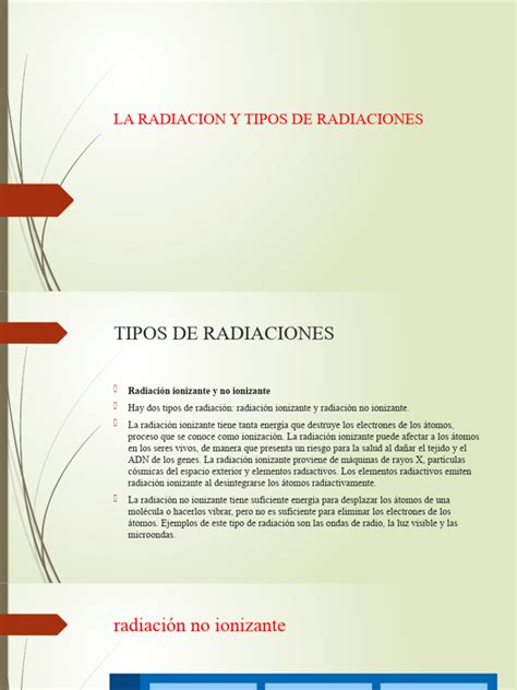 La Radiacion Y Tipos De Radiaciones Pdf