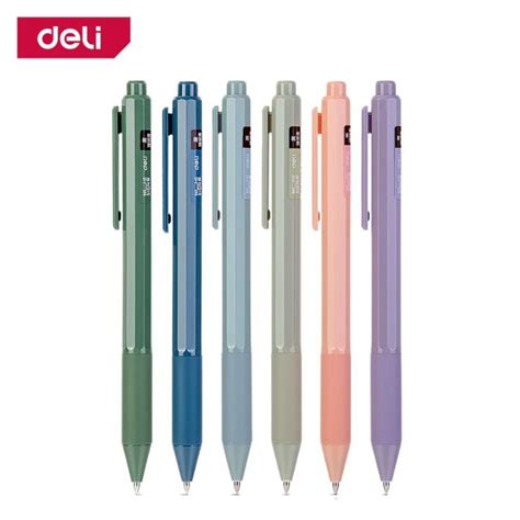 Deli ปากกาเจล ปากกากด หมึกดำ 0 5 Mm แห้งเร็ว ปากกาด้ามจับยางนุ่ม ปากกาหมึกเจล สีพาสเทล เครื่อง