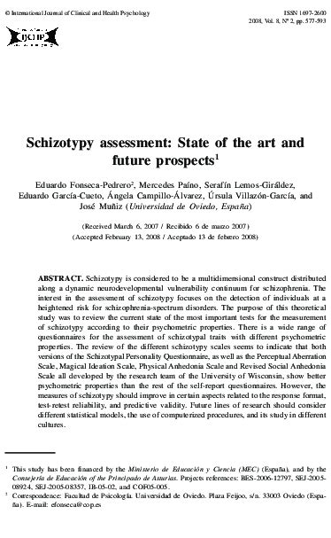 Pdf Schizotypy Assessment State Of The Art And Future Prospects
