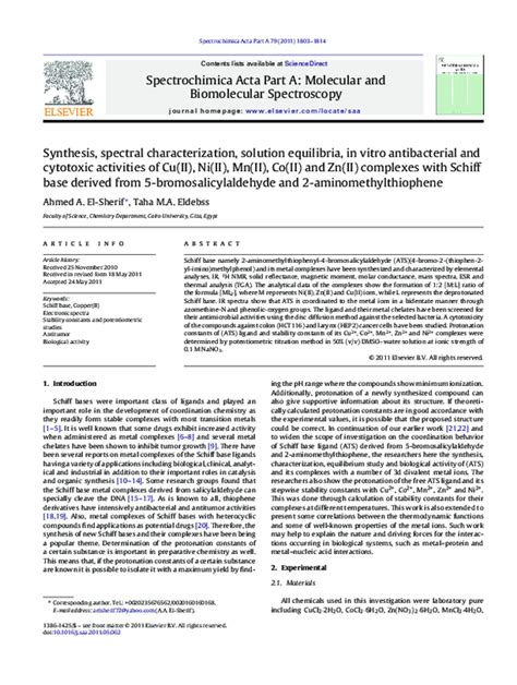 Pdf Synthesis Spectral Characterization Solution Equilibria In