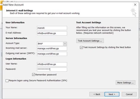 How To Configure Mail Server Account On Ms Outlook With Ssl And Without