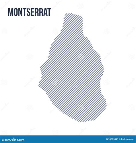 Vector Abstract Hatched Map Of Montserrat With Oblique Lines Isolated On A White Background