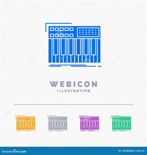 Synth Keyboard Midi Synthesiser Synthesizer 5 Color Glyph Web Icon