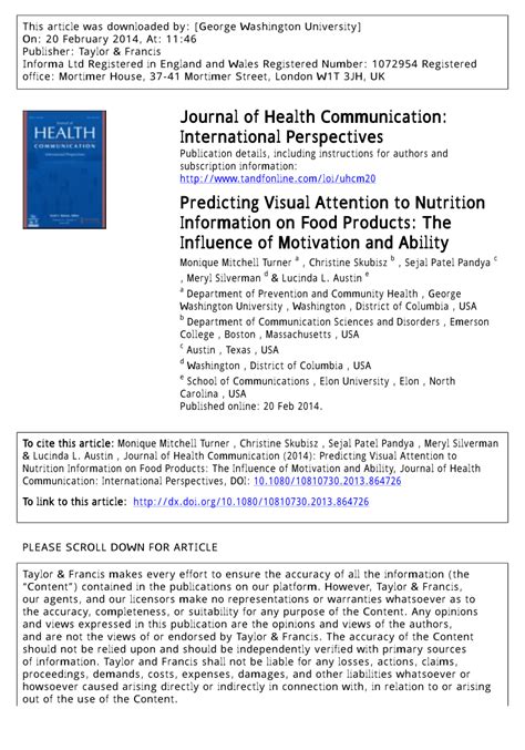 Pdf Predicting Visual Attention To Nutrition Information On Food