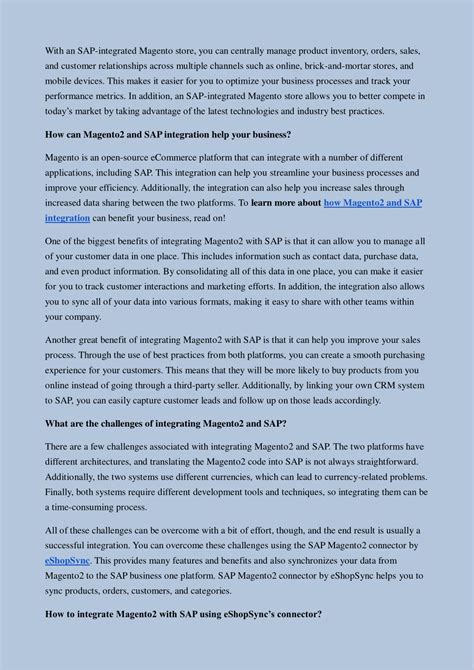 Ppt How To Integrate Magento 2 With Sap Using Eshopsyncs Connector