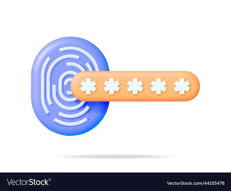 3d locked password field and fingerprint vector image