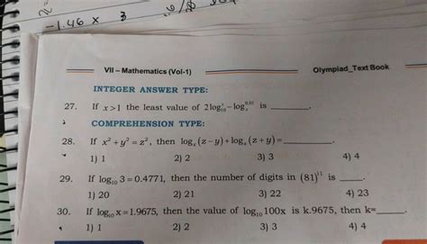 If Log10 X 1 9675 Then The Value Of Log10 100x Is K 9675 Then K Filo
