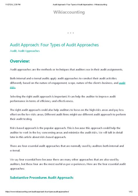 Audit Approach Four Types Of Audit Approaches Wikiaccounting Audit