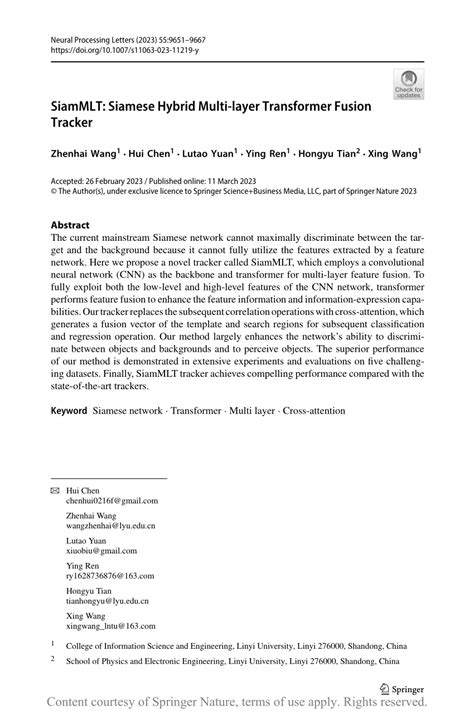 Siammlt Siamese Hybrid Multi Layer Transformer Fusion Tracker