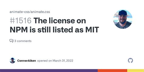 the license on npm is still listed as mit · issue 1516 · animate css