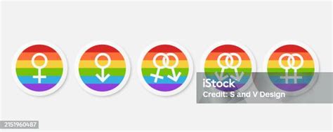 원 모양의 무지개 깃발에 있는 성별 기호 자부심의 달의 상징 레즈비언 게이 양성애자 트랜스젠더 소셜 게시물 배너 및 포스터를 위한 요소입니다 벡터 일러스트 레이 션 0명에