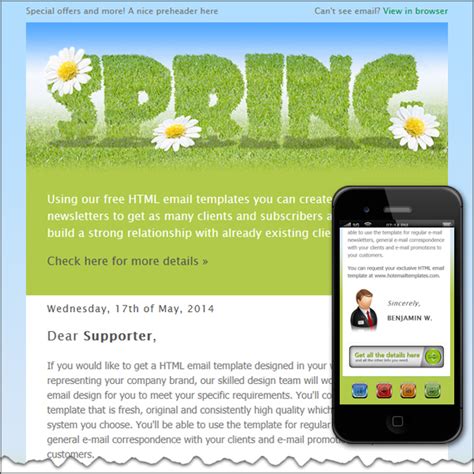Spring Free HTML E Mail Templates