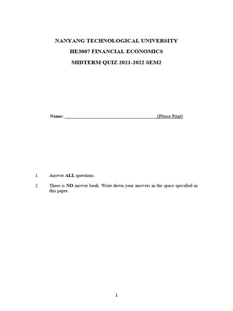 Midterm Quiz 2122sem2 Answer Keys Pdf Stocks Securities Finance