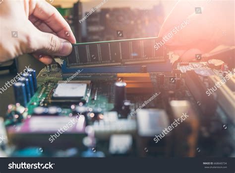 Technician Putting Ram On Socket Computer Stock Photo Shutterstock