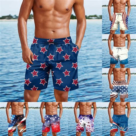 Drmagiyhm Swim Trunks For Men 4th Of July Swimsuit Independence Day