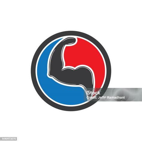 Ilustrasi Vektor Ikon Bisep Logo Siluet Otot Lengan Ilustrasi Stok