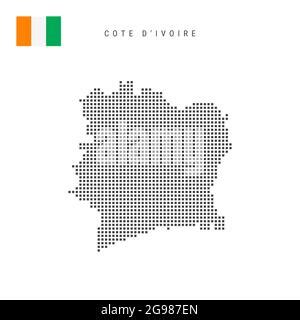 Square dots pattern map of Cote d Ivoire. Ivory Coast dotted pixel map ...