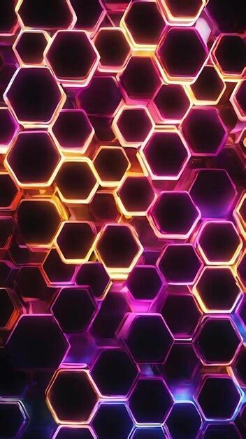 Premium Photo Abstract Background Hexagon Pattern With Glowing Lights Generative Ai