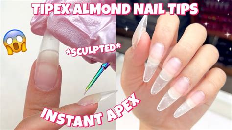TIPEX INSTANT APEX ALMOND SCULPTED FULL COVER NAIL TIPS EASY NAIL SHAPING NEW CHARME GEL SET