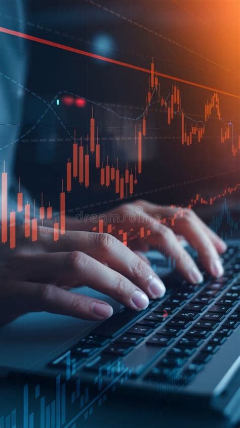 Hands Typing Surrounded By Dynamic Financial Graph Representing Stock