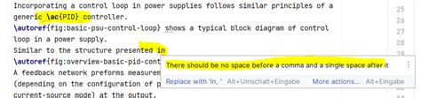 false positive warning for extra space between text and command · issue