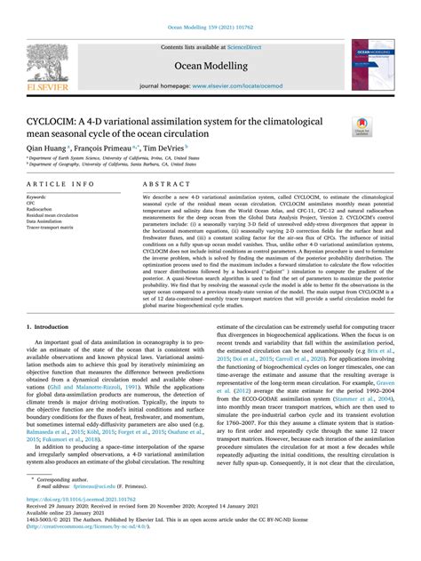 Pdf Cyclocim A 4 D Variational Assimilation System For The Climatological Mean Seasonal Cycle