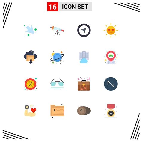 16 Universal Flat Color Signs Symbols Of Arrow Power Cursor Nature Energy Editable Pack Of