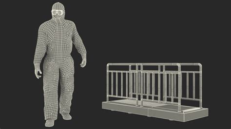 Одноразовый защитный костюм с установленным очистителем подошвы 3D ...